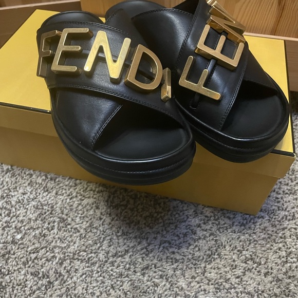 Fendi | Shoes | Fendi Logo Cross Sandals | Poshmark